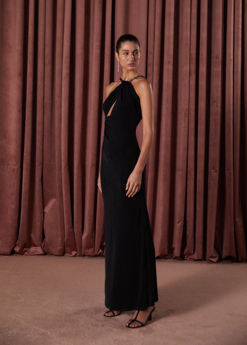 FEODORA long dress with shiny straps from Misha rent at E-Garderobe